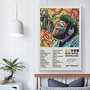 BABEJ Rod Wave Poster Beautiful Mind Album Poster 90s Canvas Wall Art Room Aesthetic Decor Posters 12x18inch(30x45cm)
