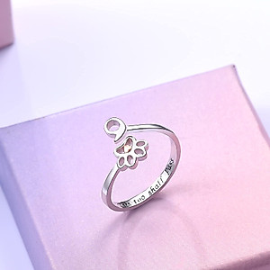 Hioed Puppy Dog Cat Paw Ring Semicolon 925 Sterling Silver Pet Rings This Too Shall Pass Animal Ring Adjustable Rings Inspirational Jewelry Gift for Women