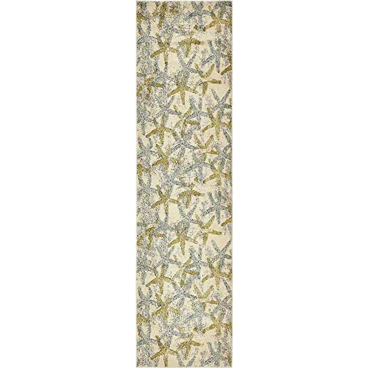Unique Loom Positano Collection Coastal Modern Light Colors Starfish Beige Runner Rug (3' x 10')