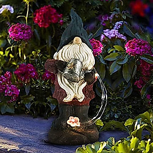 DKJOCKY Garden Gnomes Statues,Resin Knomes Figurine with Watering Can Solar Lights,Outdoor Statues Garden Decor for Patio Yard Lawn Porch Art Ornament Gift，13inch