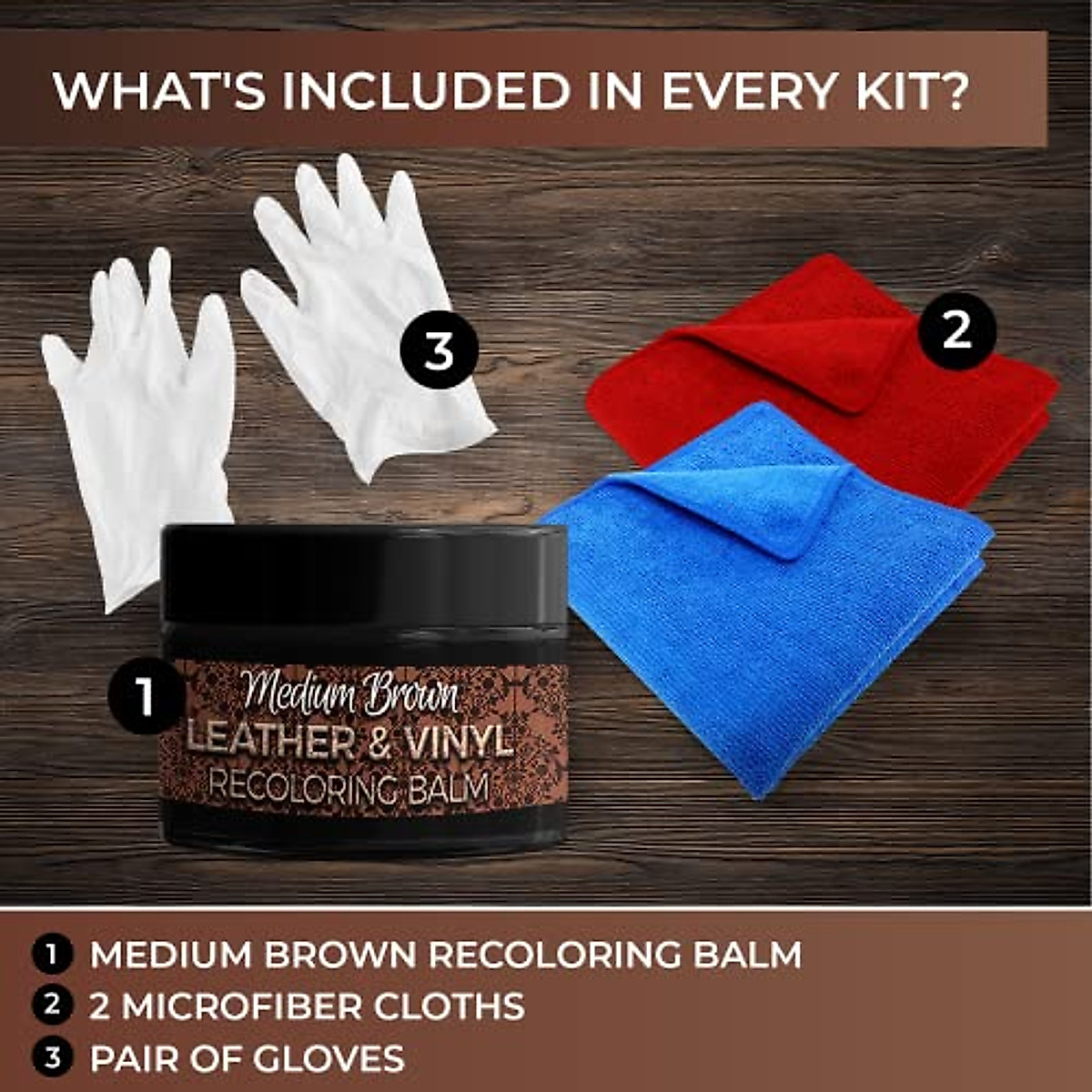 COCONIX Leather Recoloring Balm Medium Brown - Recolor, Renew, Repair & Restore Aged, Faded, Cracked, Peeling and Scuffed Leather & Vinyl Couches, Boat or Car Seats, Furniture