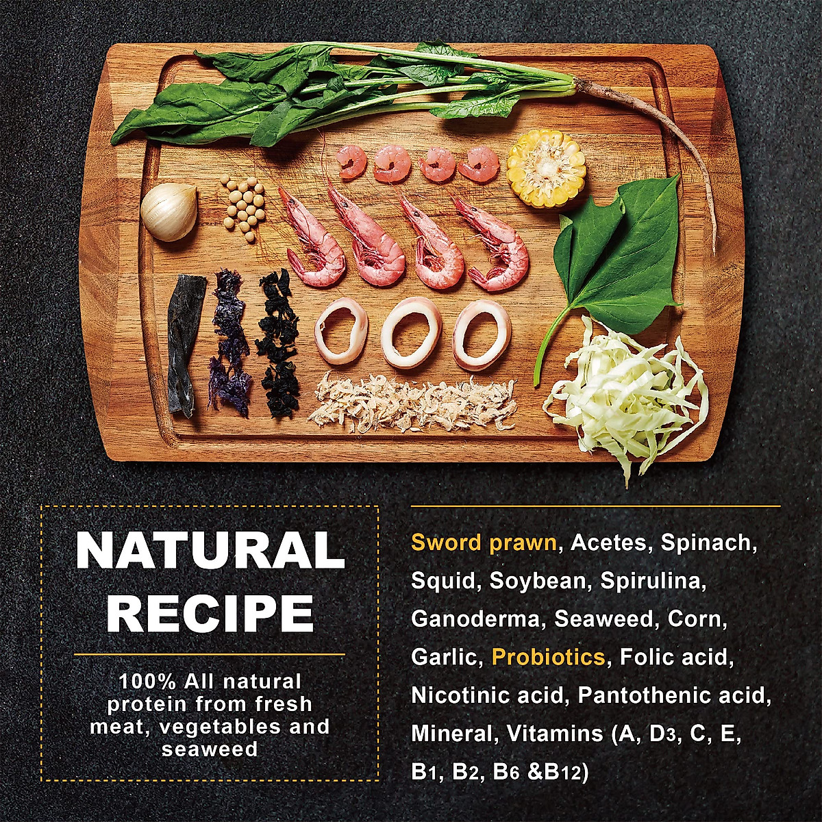 Ultra Fresh Betta Fish Food, Betta Pro Shrimp Patties, 50% Sword Prawns + Akiami Paste Shrimps, All Natural Protein, Rich in Calcium, for Betta's Healthy Development and Cleaner Water, 1.87 oz