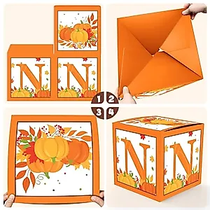 Little Pumpkin First Birthday Fall Party Decorations Balloon Boxes 1st Birthday Boxes Blocks for Fall Themed Thanksgiving Holiday Birthday Party Supplies Cake Smash Photo Props Backdrop