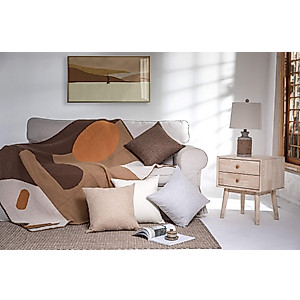 Elara Star Set of 2 Linen Throw Pillow Cases Solid Square Decorative Pillow Covers 18x18 Inch for Couch Sofa Bed Chair,Natural Linen