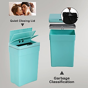 13 Gallon Trash Can, Automatic Kitchen Trash Can with Motion-sensing Lid, Touchless High-capacity Garbage Can Rectangular Trash Can with Lid, Plastic Garbage Cans for Kitchen Bathroom Bedroom Office