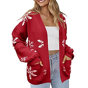 Women's Cardigans Sweater Casual Long Sleeve Soft Pocketed Knitted Open Front Cardigans