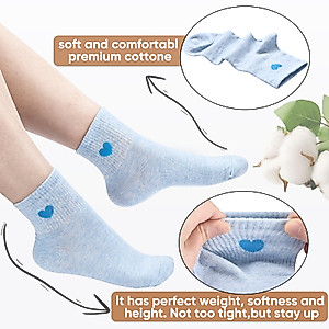 Corlap Women's Cotton Crew Athletic Running Socks - Ankle High, Fun Cute Novelty Heart Design (5-Pairs Gift Box)