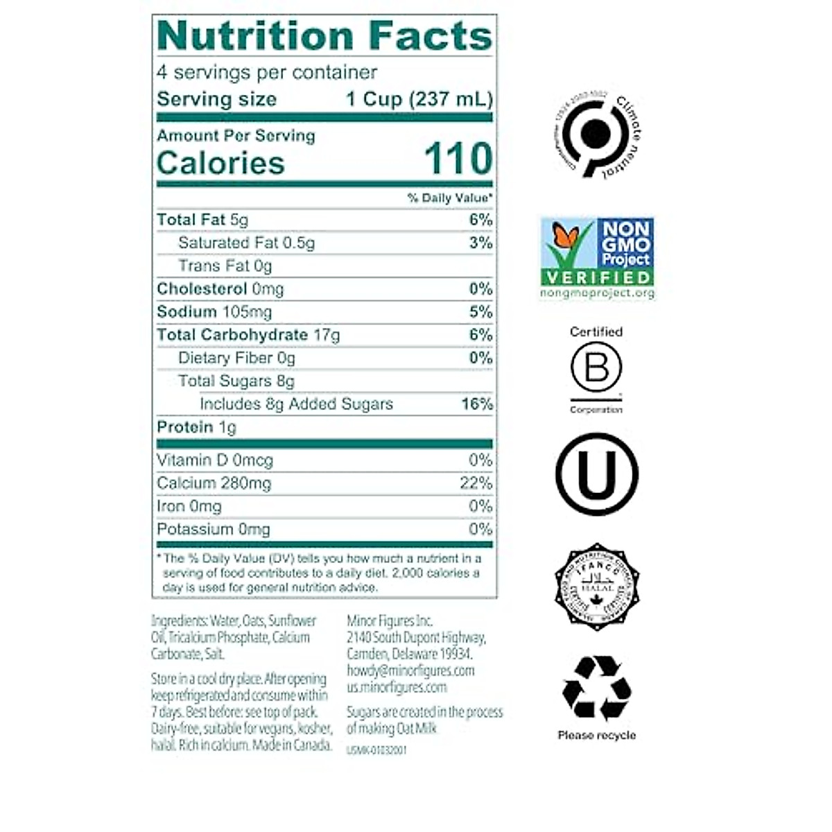 Minor Figures - Oat Milk, Unsweetened Barista Oat Milk, 32 Oz | Non Dairy Milk | Coffee Creamer | Plant Based | Vegan | Shelf Stable, 6 pack