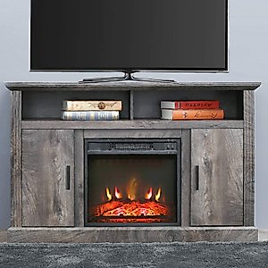 PatioFestival Electric Fireplace TV Stand Entertainment Center Corner Fire Place Heaters Tv Console with Generic Rustic Furniture for TVs up to 42" Wide