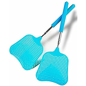 Wapodeai 2 Pack Fly Swatters Heavy Duty Set, Fly Swatter, Telescopic Fly Swatters, Stainless Steel Handle for Flyswatter. (Blue)
