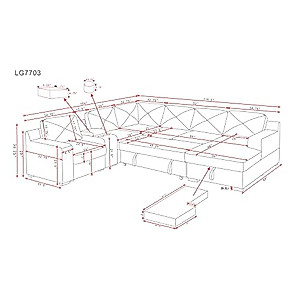 YOPTO Sectional Sleeper Sofa,Modular Couch with Pull Out Bed,Convertible L Shaped Sectionals W/Storage Chaise & Console,Cup Holder,USB & Type-C Port,Chenille Fabric,5 Seater for Living Room,Brown,120"