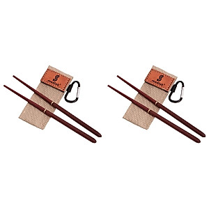 CLISPEED 2 Pairs Folding Office& Home Outdoor for Gift Chopsticks Sticks Retractable Camping Wooden Collapsible Chop Bag Wood Chopstick Korean Foldable Pouch Natural Carrying Reusable with