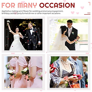 Hicarer 32 Pieces Corsage Wristlet Bracelet Wrist Corsage Prom Elastic Pearl Bands Wedding Corsages Pearl Bracelet Wedding Wristlets DIY Wrist Corsages Accessories for Bridesmaid Bridal Shower Party