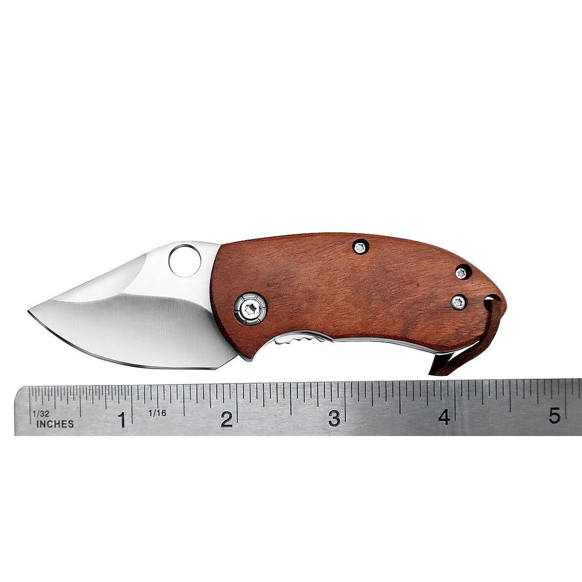 outROAR Gear Stubby Pocket Knife with Wood Handle, Heavy-Duty Alloy Steel, Sharp Folding Lock Blade for Camping, Utility, Hunting, and Fishing, Pocketknife for Men or Women