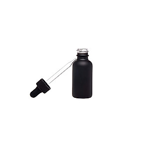 12 Pack Black Coated Boston Round Essential Oils Aromatherapy Glass Bottles Jar With Black dropper cap, 1oz