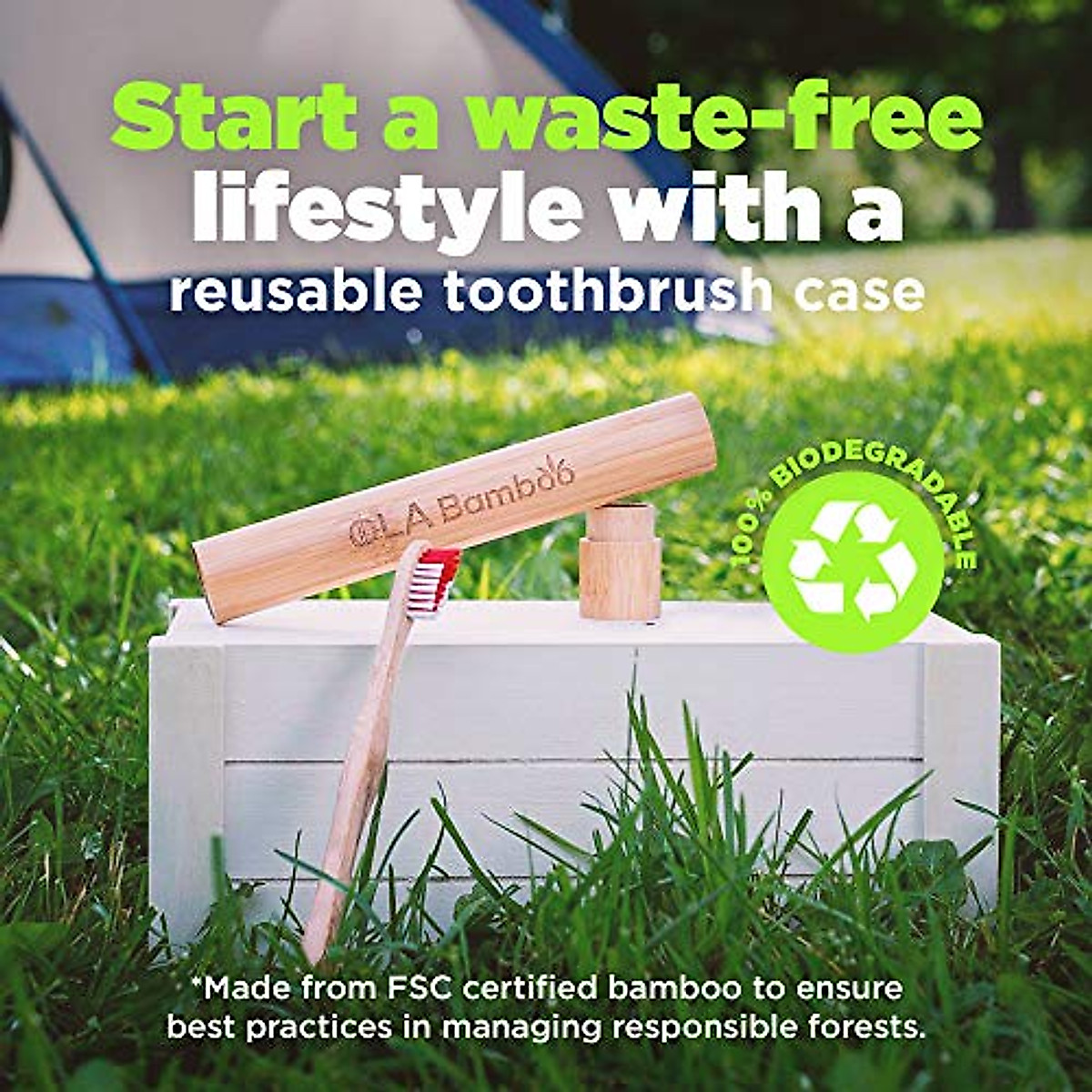 OLA Bamboo - Bamboo Toothbrush Holder, Reusable Toothbrush Travel Case, Eco Travel Essentials