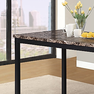 Roundhill Furniture Noyes Metal Dining Table with Laminated Faux Marble Top