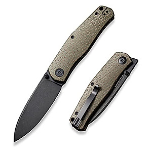 CIVIVI Sokoke Folding Knife, Ray Laconico Pocket Knife for EDC, 3.35" 14C28N Steel Blade Burlap Micarta Handle Thumb Stud Opener Front Flipper Utility Knife C22007-2