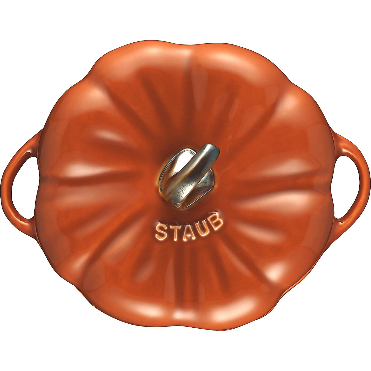 STAUB 0.5-qt Petite Ceramic, Oven & Stove Safe up to 572°F, Pumpkin Dish, Baking , Candy Dish, Burnt Orange