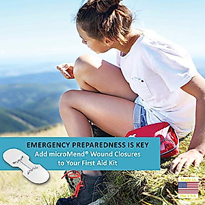 microMend Emergency Wound Closures Surgical Quality Laceration Repair Without Stitches - Think Ahead - Be Prepared- (Kit - 2 microMend Medium Devices, Gauze, Antiseptic Wipe)