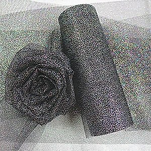 Yuanchuan Mirage Glitter Tulle Rolls 6 inch x 10 Yards (30 feet) for Table Runner Chair Sash Bow Pet Tutu Skirt Sewing Crafting Fabric Christmas Wedding Unicorn Halloween Party Gift Ribbon (Black)