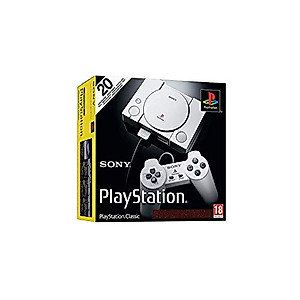 Sony Playstation Classic Console with 20 Playstation Games Pre-Installed Holiday Bundle, Includes Final Fantasy VII, Grand Theft Auto, Resident Evil Director's Cut and More