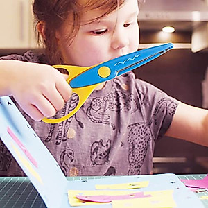 ANNOVA 8 PCS DIY Art & Craft Scissors with a Carrying Bag/Pocket Decorative Edge for Kids Fun Scrapbooking Pattern Scissors