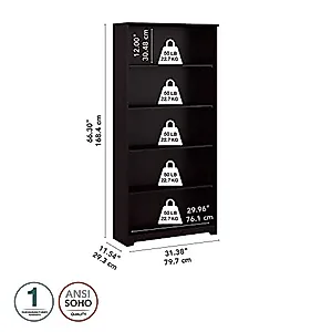 Bush Furniture Cabot 5 Bookcase in Espresso Oak