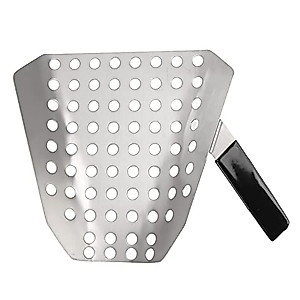 Heayzoki Stainless Steel Popcorn Scoop, Kernel Sifting Speed Scoop, Ergonomic Single Handle Fries Scooper with Holes, for Shops Movie Theaters Picnics Popcorn Machines