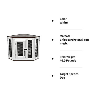 BOEASTER Corner Dog Crate Furniture, Wooden Dog Kennel End Table with Door Furniture Style Dog House Pet Crate Indoor Use for Small Medium Dogs (L38.65 x W23.03 x H26.3in)