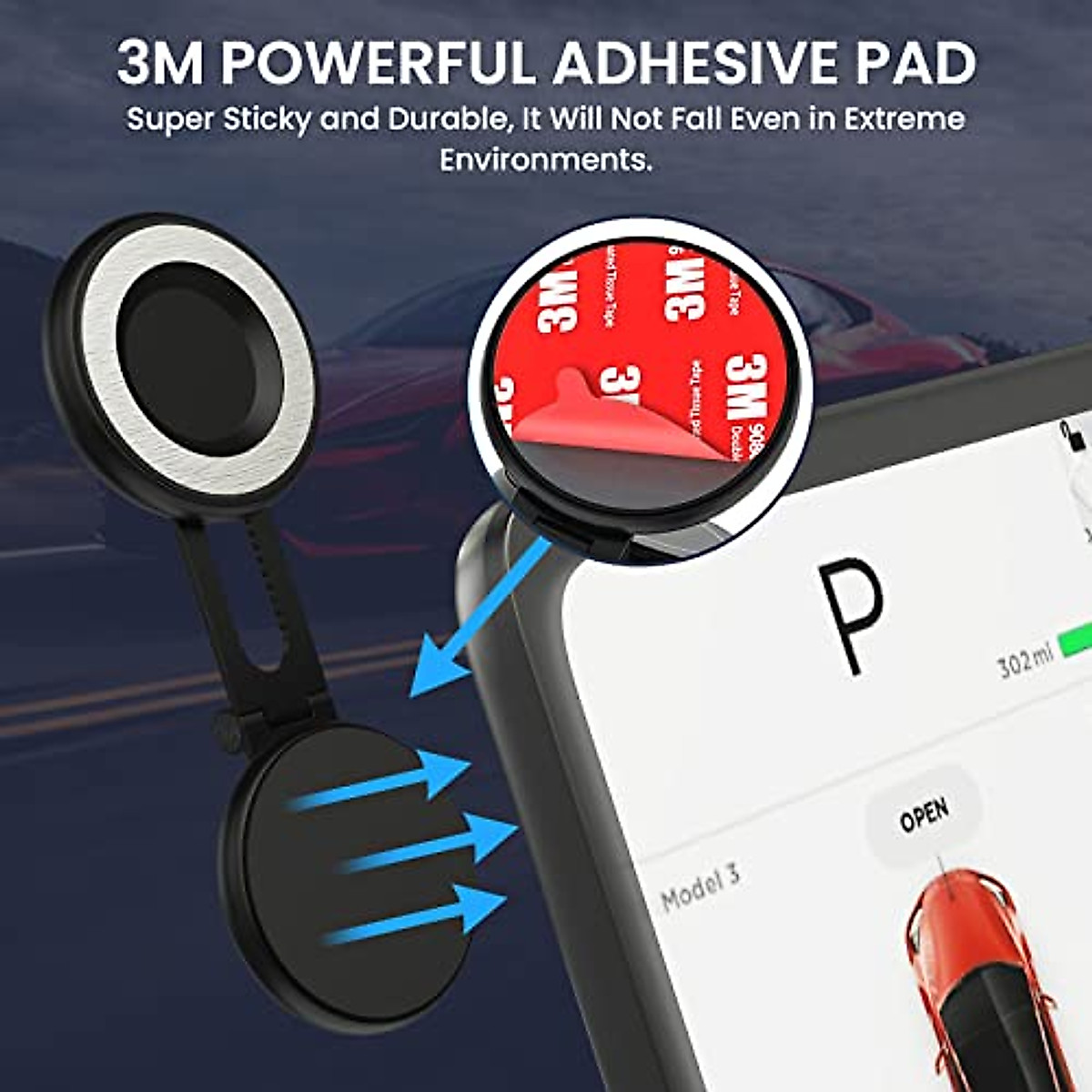 Car Phone Holder for Tesla Model 3/X/Y/S, HAMOPY Invisible Magnetic Phone Mount for Car, 360° Rotatable MagSafe Car Mount for All Phone, Foldable Holder for MagSafe Design, Tesla Model 3/Y Accessories