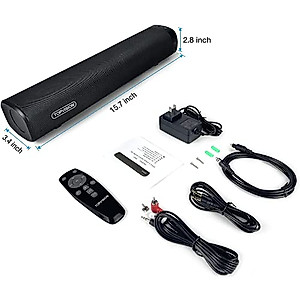 TOPVISION 50W Sound Bar, 16-Inch Small Sound Bars for TV, 3 Equalizer Modes, Wireless Bluetooth 5.0, Optical/Aux/USB Connection, Mini Soundbar with Built-in DSP for TV, PC, Projectors, Tablets