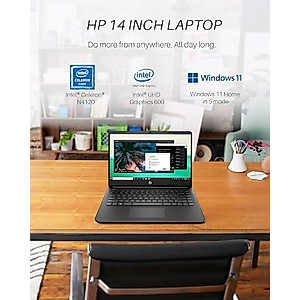 HP 14" Ultra-Light Stream Laptop for Students Business - Intel Quad-Core Processor, 8GB RAM, 128GB Storage(64GB eMMC+64GB Micro SD), 1-Year Office 365, Webcam, 11H Long Battery Life, Win11 Home S