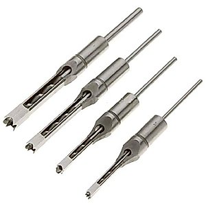 Driak 4-Piece 1/4-to-1/2-Inch HSS Woodworking Tools Auger Bit Square Hole Drill Bit Countersink Drill Bit Hole Saw Kit Wood Chisel Set Wood Drill Bit Set Used for Woodworking Aspects