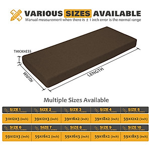 ROFIELTY Custom Bench Cushion for Bench Seat Cushion Window Seat Cushions Indoor Bench Cushions for Indoor Furniture Bench Pads Bench Pillow (Dark Brown,59x18x2inch)