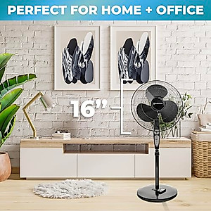 Comfort Zone Oscillating Pedestal Fan with Remote Control, Stand Fan, 18 inch, 3 Speed, Adjustable Height & Tilt, & Timer, Auto Shutoff, Ideal for Home, Bedroom & Office, Airflow 17 ft/sec, CZST181RBK