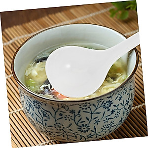 CIYODO Cutlery Set Soup Spoons Ramen Spoon Asian Spoons Gold Porcelain Soup Ladle Japanese Spoon Ladle for Stirring Ladle for Pouring Deep Soup Spoon Soup Spoon Chinese White Ceramics