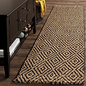 SAFAVIEH Natural Fiber Collection 2'3" x 8' Black NF181C Handmade Premium Jute Runner Rug