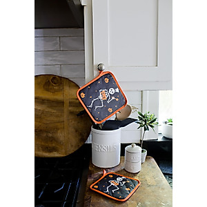 Pearhead Cloth Trivet Set, Bone Appetit Set of 2 Kitchen Trivets, Fall Décor for The Kitchen, Hot Plate Placemat, Fall Kitchen Decorations, Halloween Pot Holders