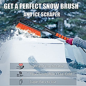 BHYTAKI Snow Brush and Detachable Ice Scraper, 27" Snow Removal Tool Car Brush with Ergonomic Comfortable Foam Grip for Christmas Car Truck SUV- No Scratch (Heavy Duty ABS, PVC Brush)
