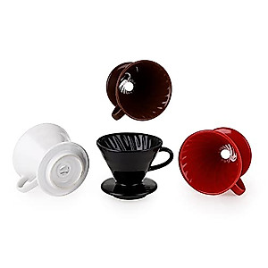 ELLDOO Ceramic Pour Over Coffee Dripper, Coffee Dripper Cone Brewer, Pour Over Cone Coffee Maker Slow Brewing Accessories for Home Office Cafe, 2 Cup Size, Brown