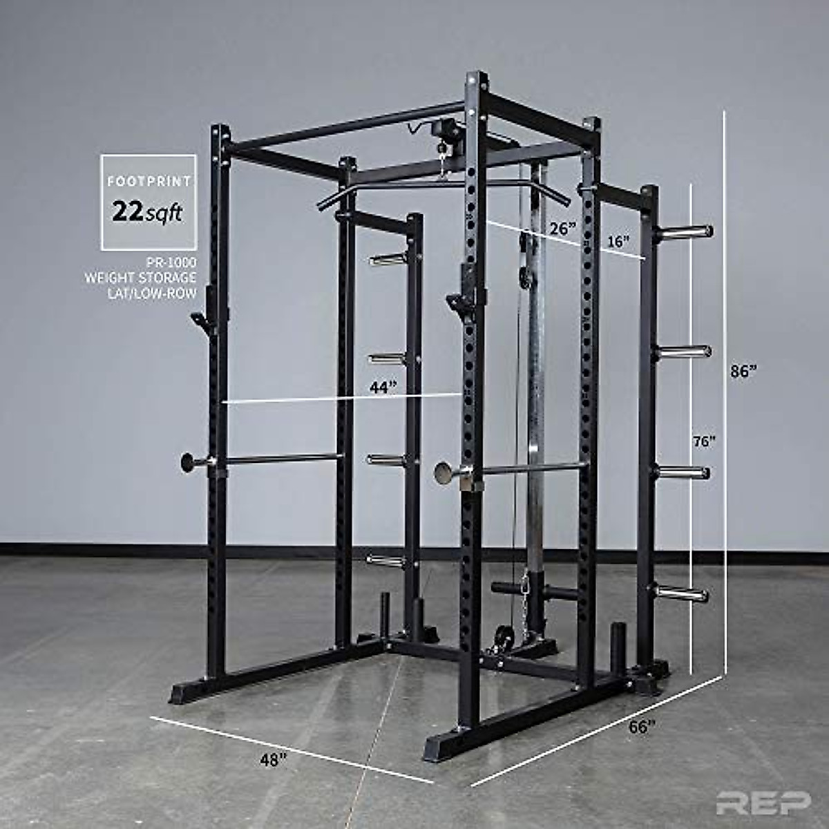 PR-1000 Power Rack + AB-3000 Incline/Decline Bench + LAT/Row Attachment + Dip Attachment + Weight Storage