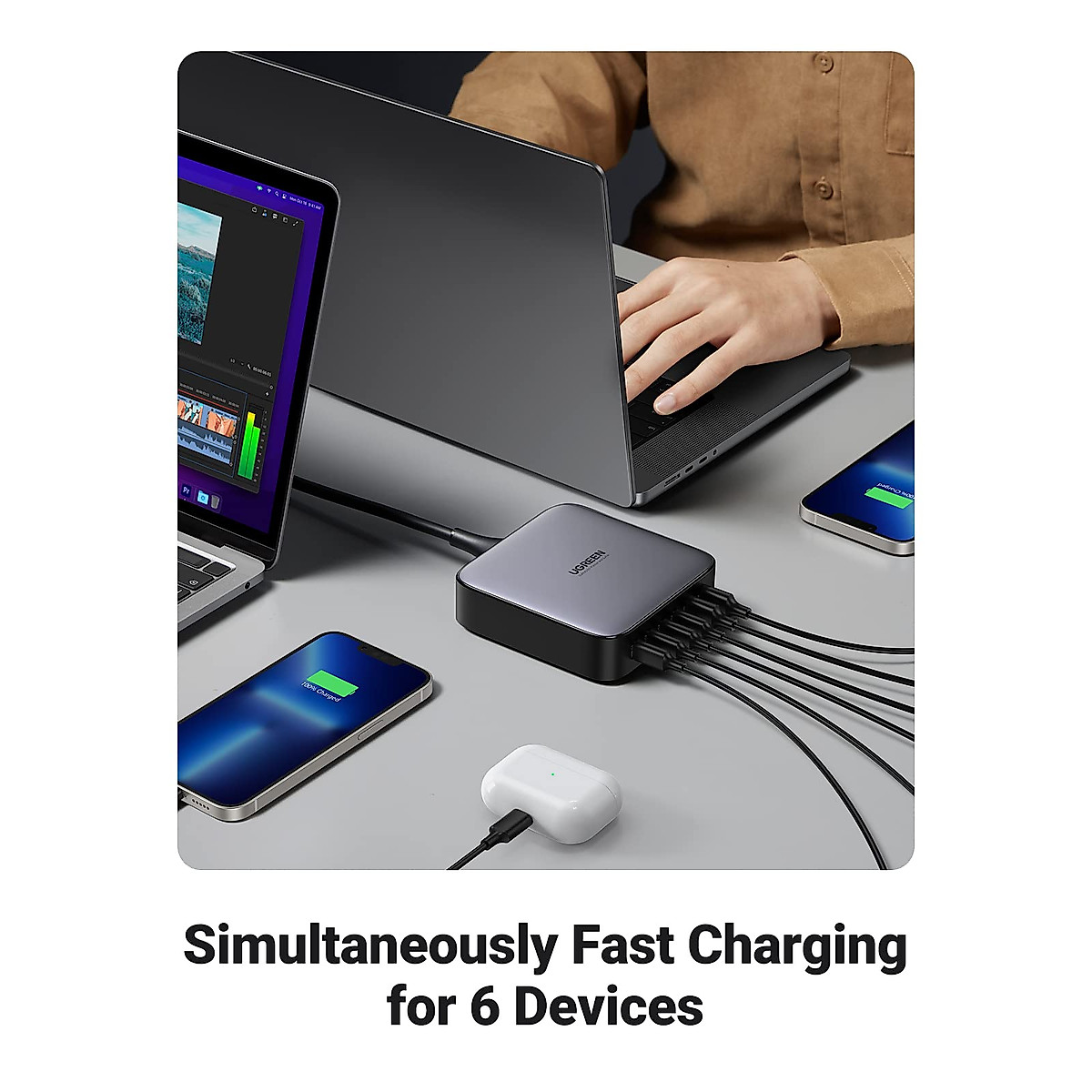 UGREEN 200W USB C Charger with 6.6FT 100W USB C to USB C Cable Fast Charge