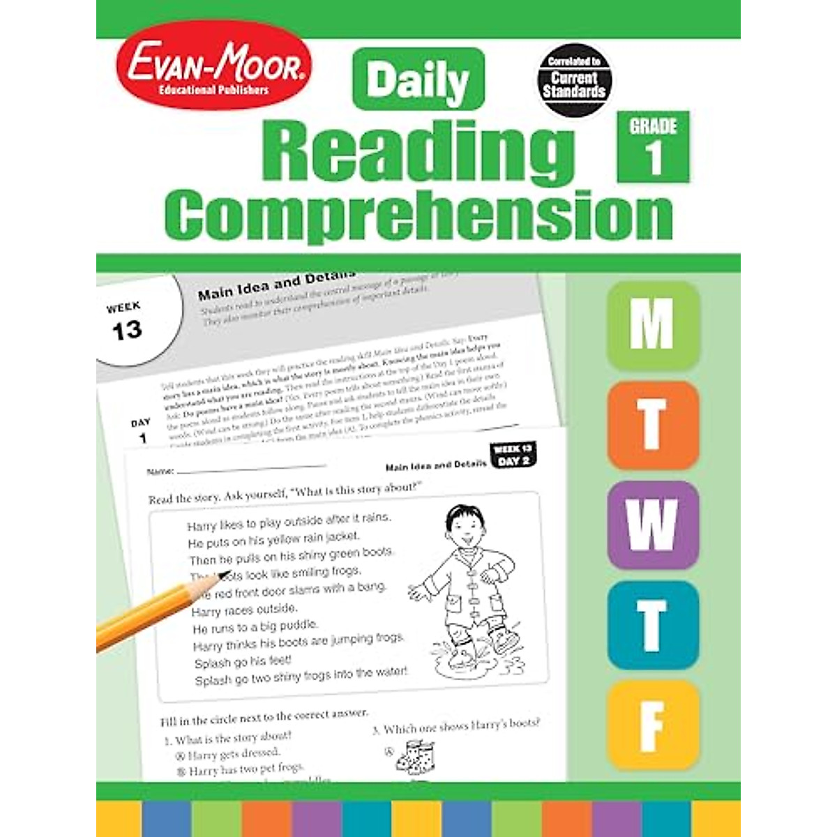 Evan-Moor Daily Reading Comprehension, Grade 1 - Homeschooling & Classroom Resource Workbook, Reproducible Worksheets, Teaching Edition, Fiction and Nonfiction, Lesson Plans, Test Prep