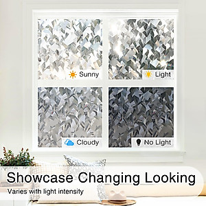 rabbitgoo Window Privacy Film, 3D Decorative Stained Glass Window Film, Static Cling Door Window Covering Removable Window Sticker Window Vinyl, Sun Blocking Glue Free, Crystal Icicles 17.5"x78.7"