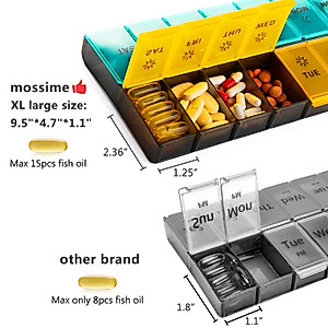 Mossime XL Large Daily Pill Organizer 2 Times a Day, Extra 7 Day Pill Box Am Pm, Weekly Day Night Vitamin Holder, Medicine Organizer, Big Pill Container, Medication Dispenser 14 Compartments