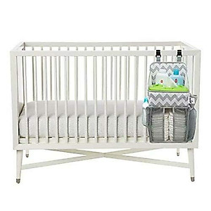 Chevron Pattern Diaper Caddy and Nursery Organizer for Newborn Baby Essentials, Hang on Crib, Baby Bed. Changing Table or Wall. Multiple Pockets to Store Wipes, Creams, Lotions, Toys and More.