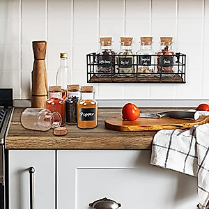 CUCUMI 12pcs 150ml Glass Spice Jars with Lids Reusable Glass Spice Bottles with Cork, 100pcs Blank Square Stickers 1pcs Test Tube Brush for Storing Tea Herbs and Spices