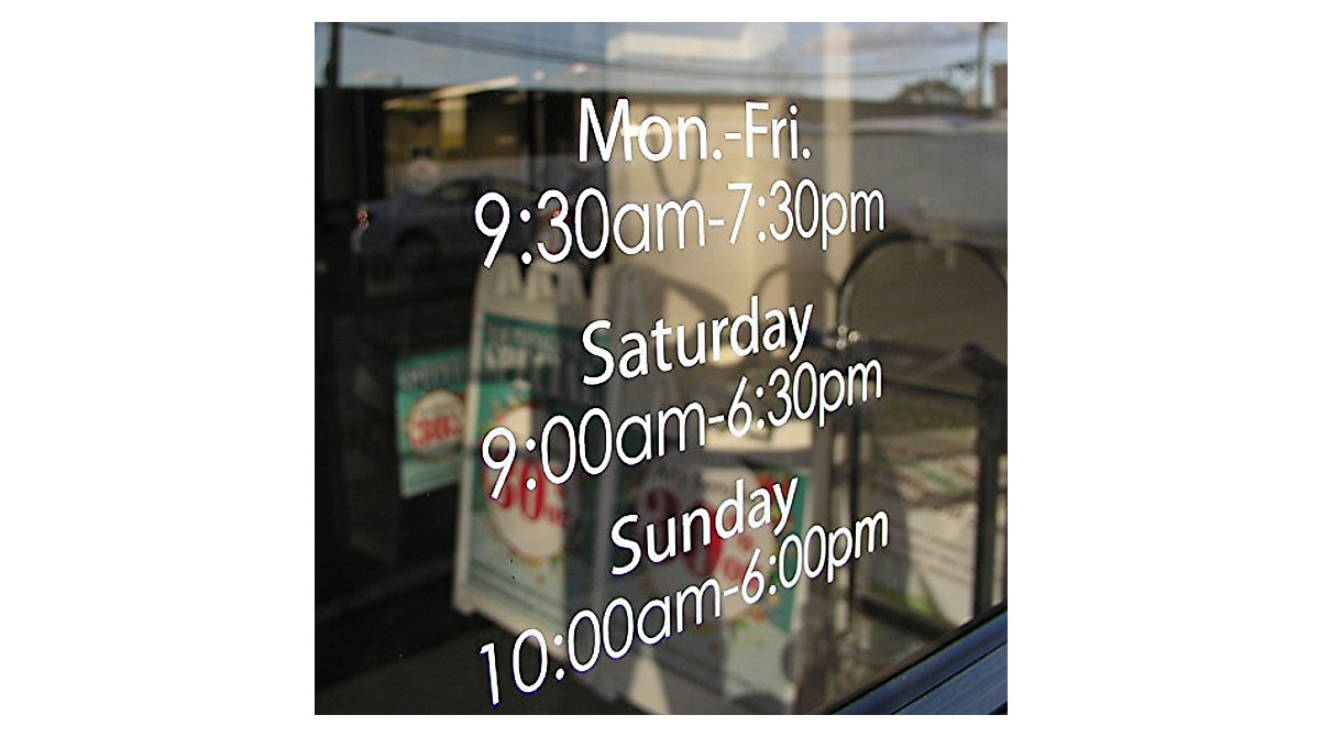 Custom Business Hours Decal - Easy Installation & Options