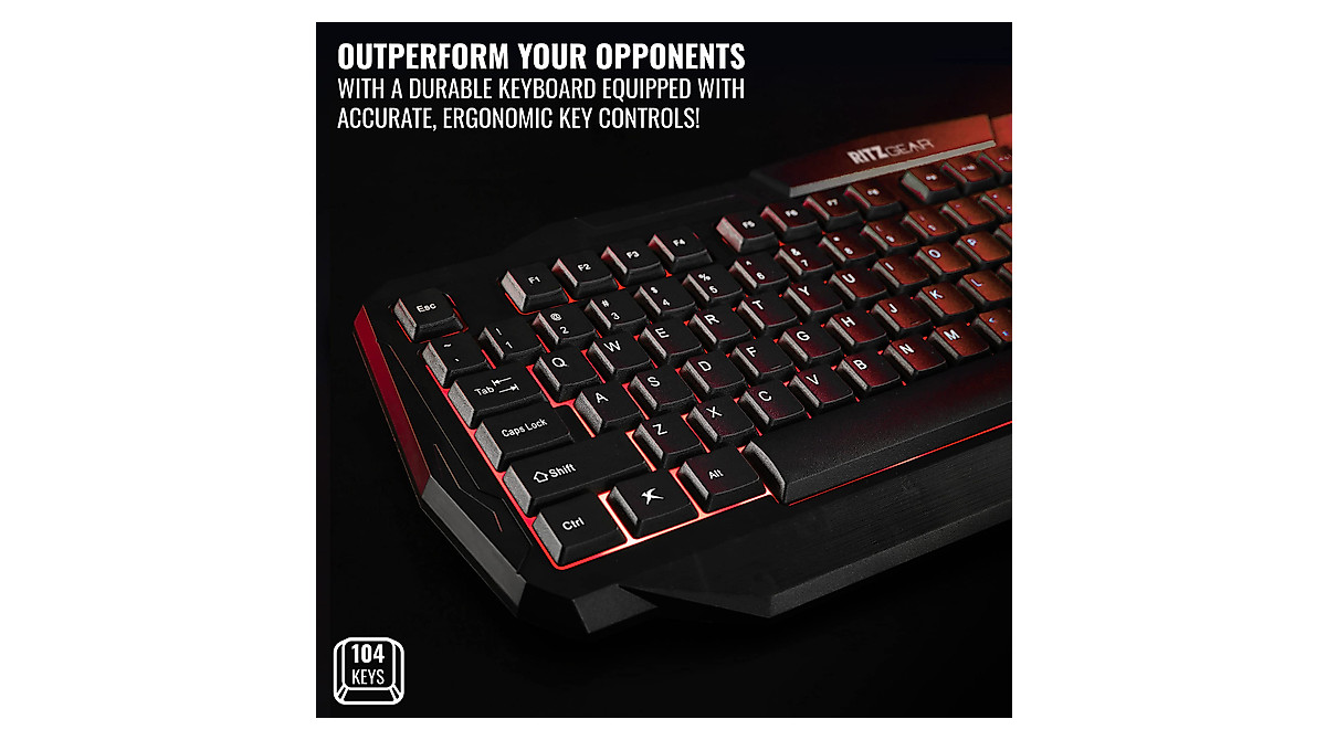 Ritz Gear Red Gaming Accessories Kit with RGB Backlight for PCs & Consoles